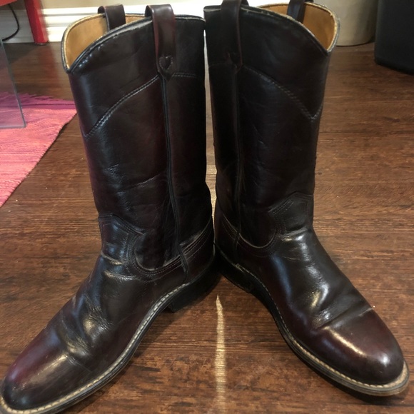 Justin Boots | Shoes | Vintage Leather Roper Boots | Poshmark